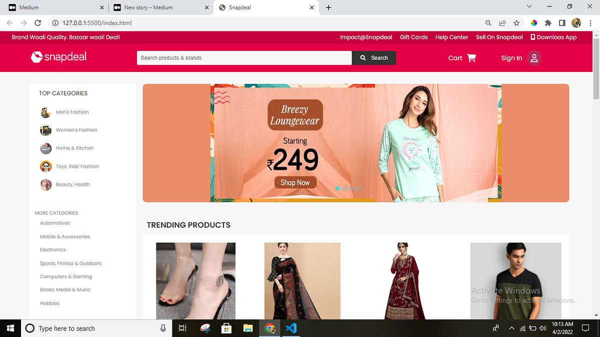 Unit 3 Team Project (Snapdeal Clone) | by Sankalp Jaiswal | Medium