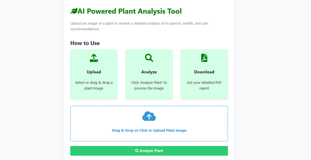 🌿 AI-Powered Plant Analysis Tool — Built with Node.js, Google Gemini ...