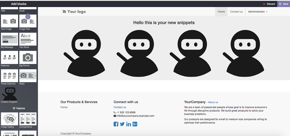 How to make your own custom snippets for website in odoo 11 | by Alfatih Ridho NT | Medium