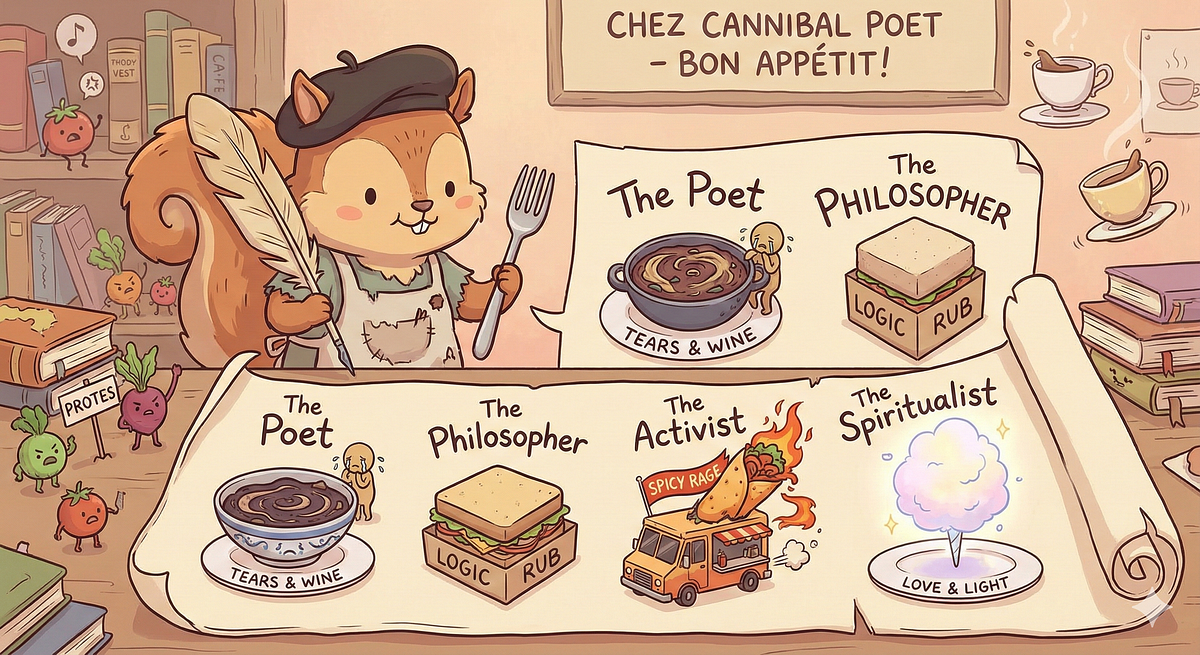 The Menu of the Cannibal Poet 📜🍴 | by Sébastien 🐿️ | Pyjama Papers ...