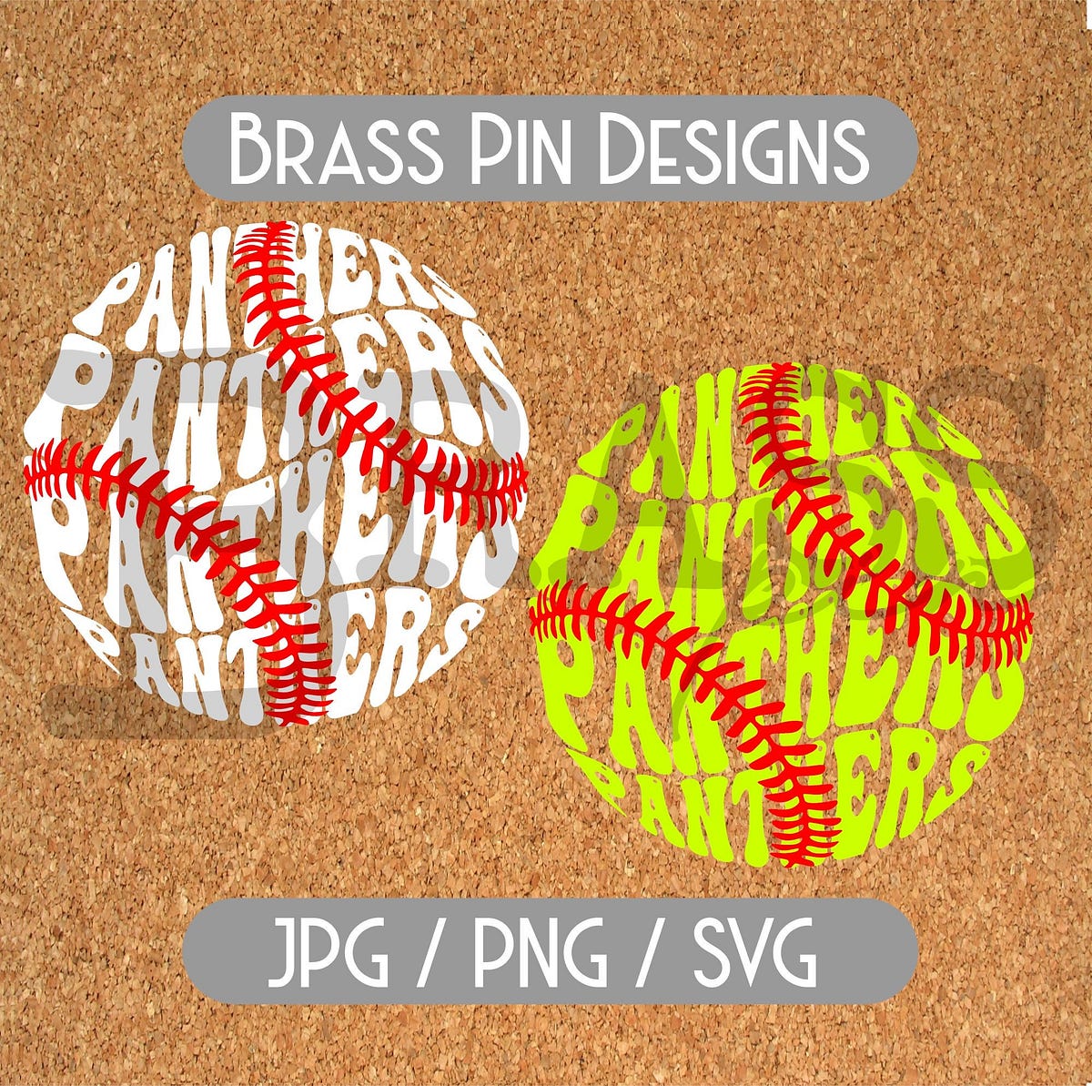 Retro Panthers Baseball / Softball Design: JPG, PNG, SVG Digital ...