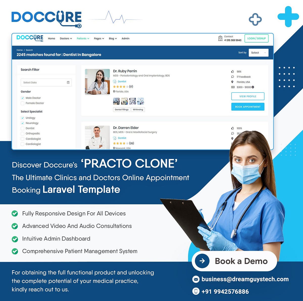 Doccure — Clinics and Doctors Online Appointment Booking Laravel ...