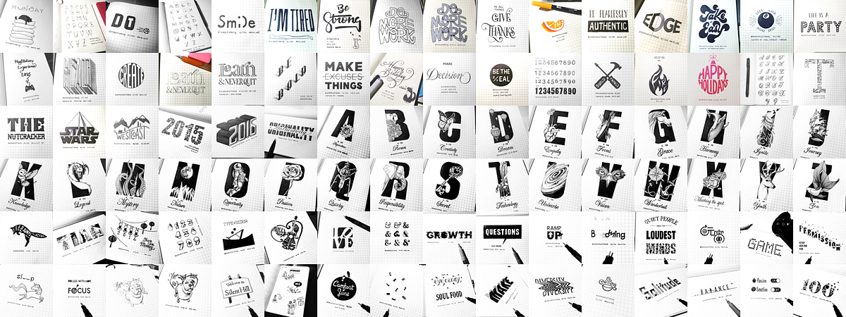 100 Days of Lettering. My thoughts and process | by Tiantian Xu | The ...