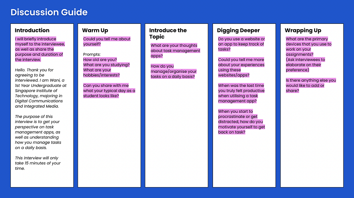 Discussion Guide and Interview Insights | by Nur Syafawani | Medium