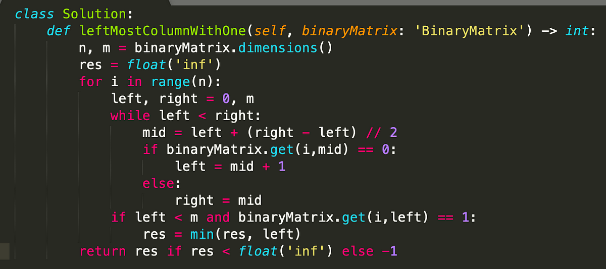 Leftmost Column With At Least A One Python By Srihari Athiyarath