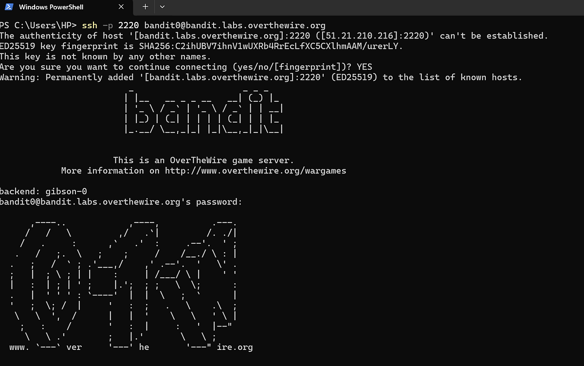 Learning Bandit level 0–15 in Windows PowerShell | by Naila Aprilia ...