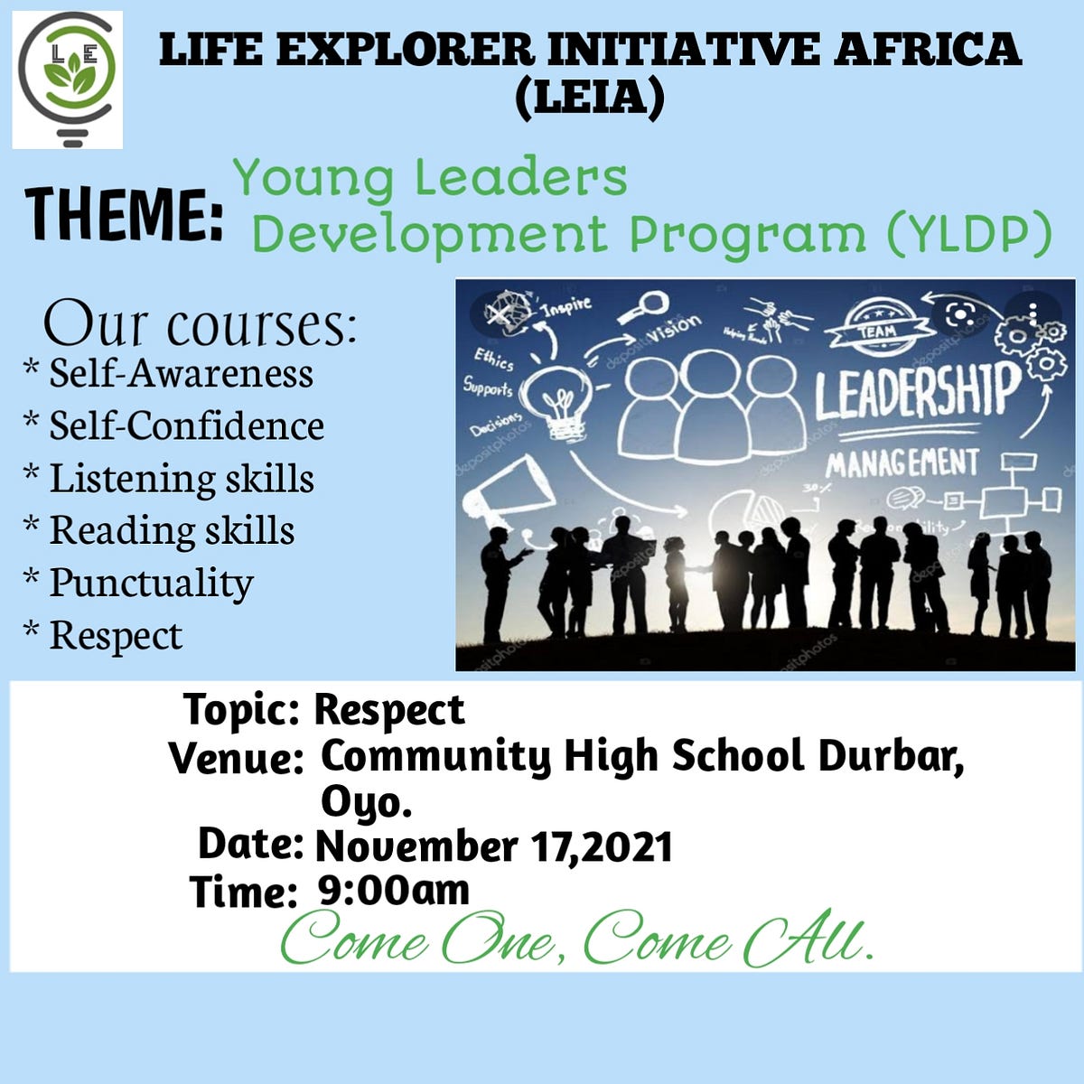LIFE EXPLORER INITIATIVE AFRICA presents Youth Leadership Skills ...