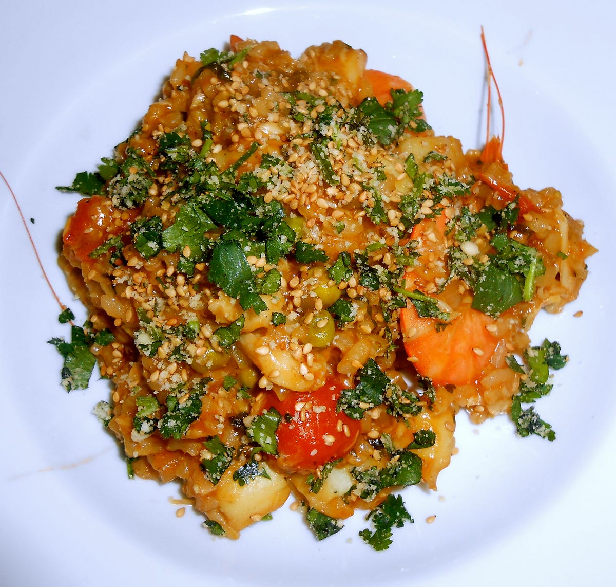 Cathartic Fusion Paella Flavored with Okra, Fresh Coriander and Toasted ...