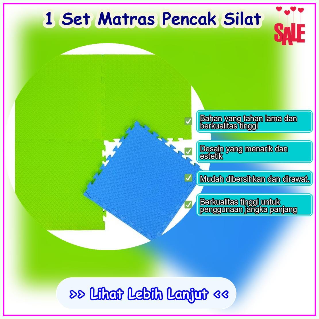 1 Set Matras Pencak Silat - Matras Puzzle Tebal - Medium