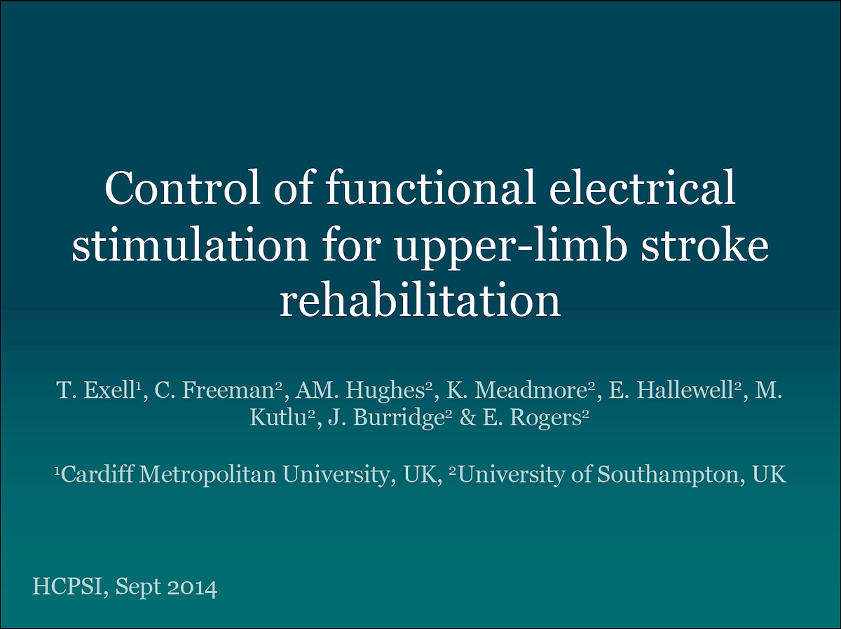 Excellent Presentation by Dr. Timothy Exell on FES-based Stroke ...