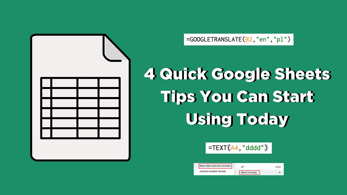 4 Quick Google Sheets Tips You Can Start Using Today | by Gracia Kleijnen | Google Sheets Geeks ...