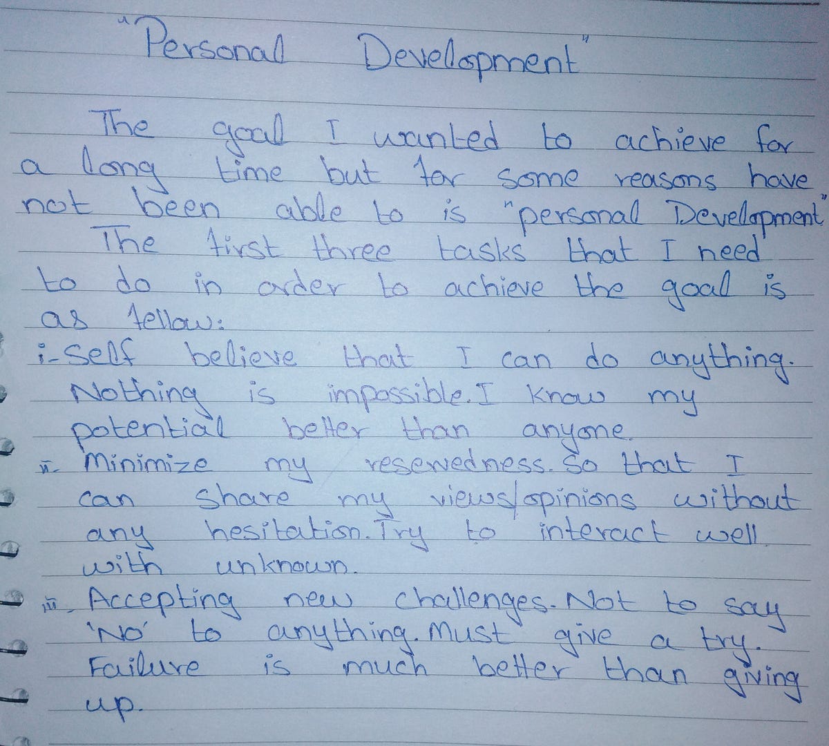 “Personal Development”. The goal I wanted to achieve in my… | by Kanza ...