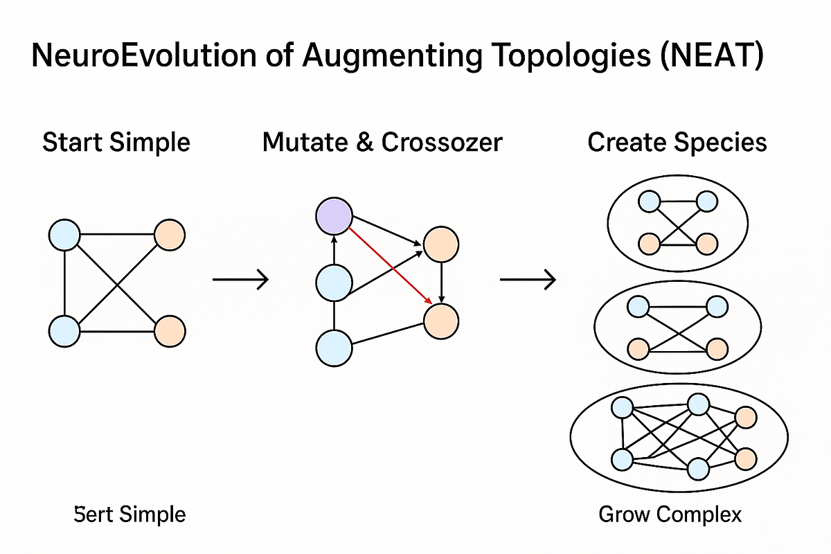 What Is NEAT in AI? Self-Designing Neural Networks Explained | by RAKTIM SINGH | Sep, 2025 | Medium