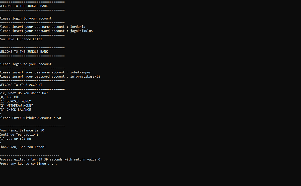 Program Sistem Bank sederhana dengan C++ | by Andika Nuralamsyah | Medium