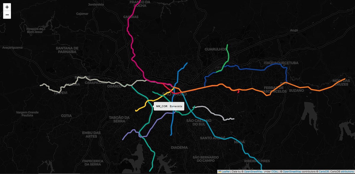 Plotando um mapa interativo com informações do metrô de São Paulo ...