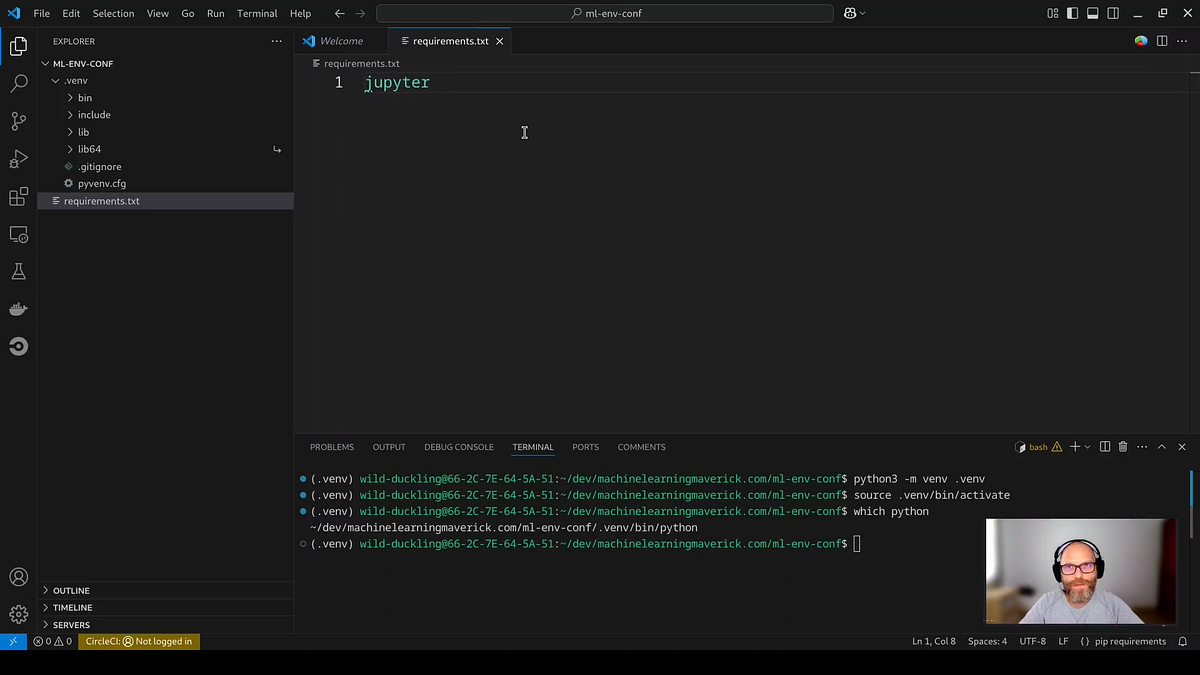 Video Tutorial — Machine Learning Project — Environment Setup | Python venv — free Visual Studio ...