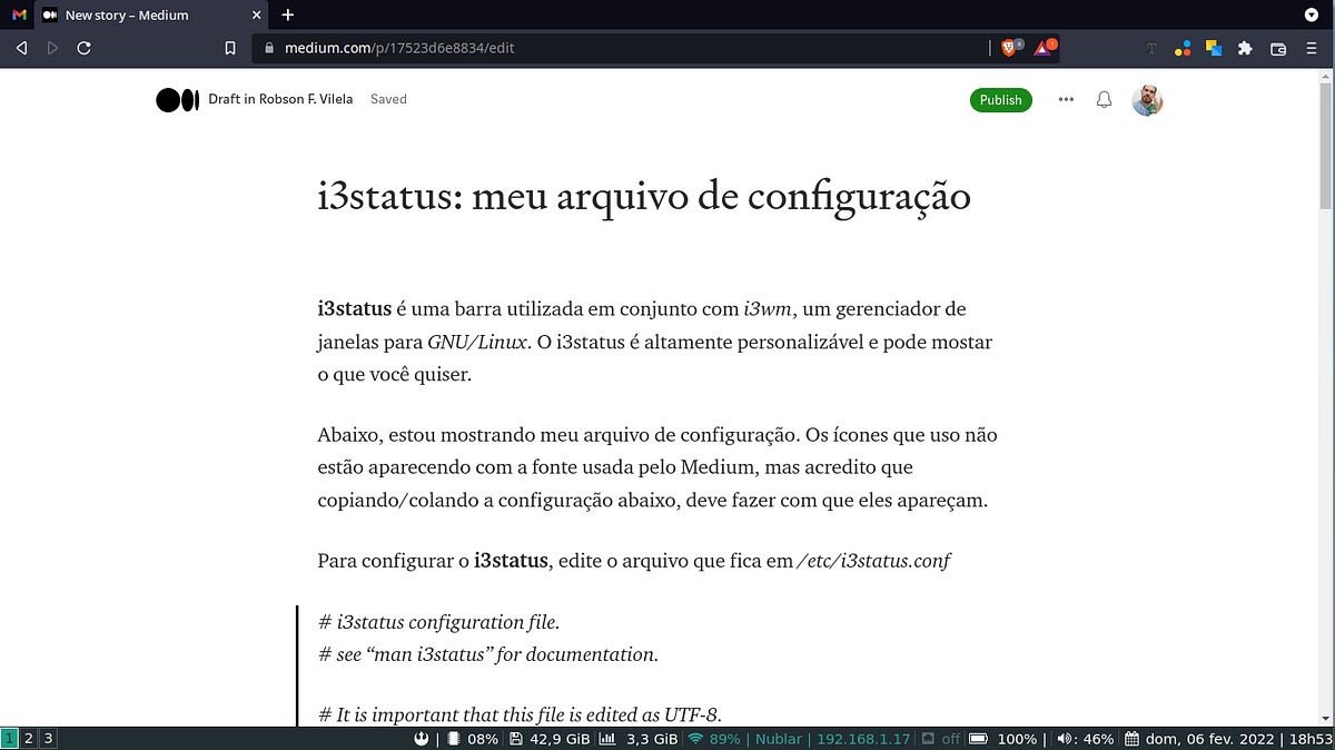 i3status: meu arquivo de configuração | by Robson F. Vilela | Medium