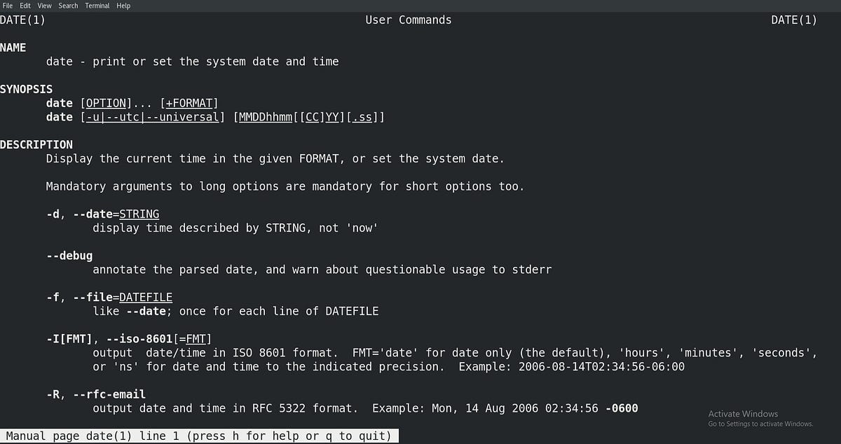 Explore date command and with options and try to use every option and ...