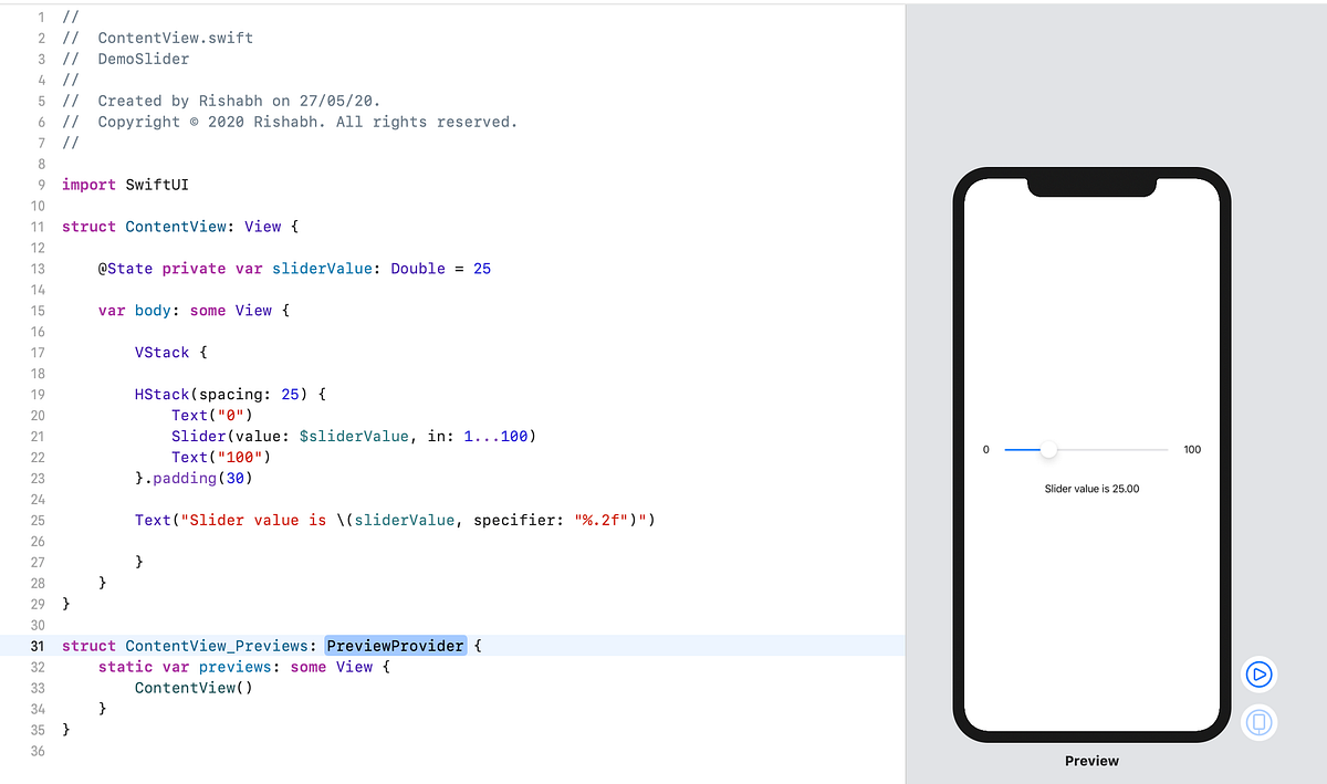Slider in SwiftUI. Introduction | by Rishabh Jain | Medium