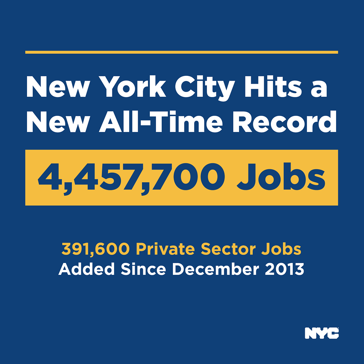 New York City Reaches An All-Time Jobs High | by NYC Mayor's Office ...