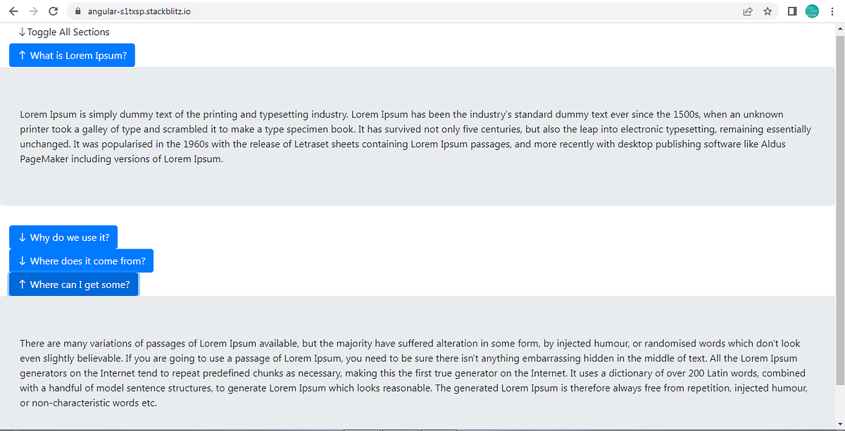 Angularusing Ngx Bootstrap Collapse Feature For Multiple Sections By Angularandnodeenthusiast