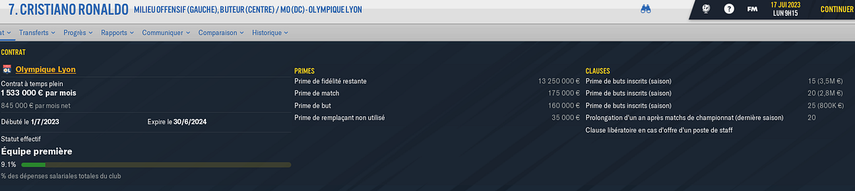 FM19 | Lyon : ma sucrerie du moment, c’est faire jouer Cristiano ...