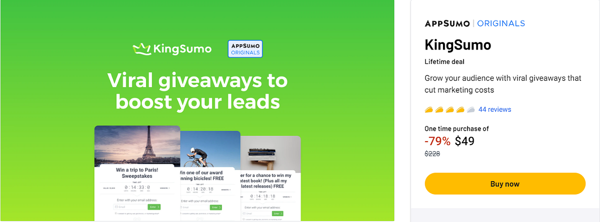 KingSumo Lifetime Deal $49: Top Alternative to Gleam | by SaifAhmed ...