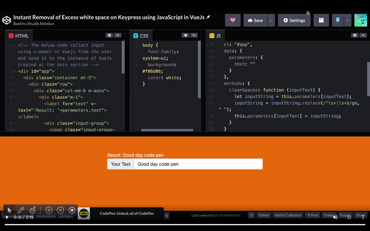 Remove Excess Whitespace On Keypress Using Js Regex In Vuejs Shuaib B A Medium