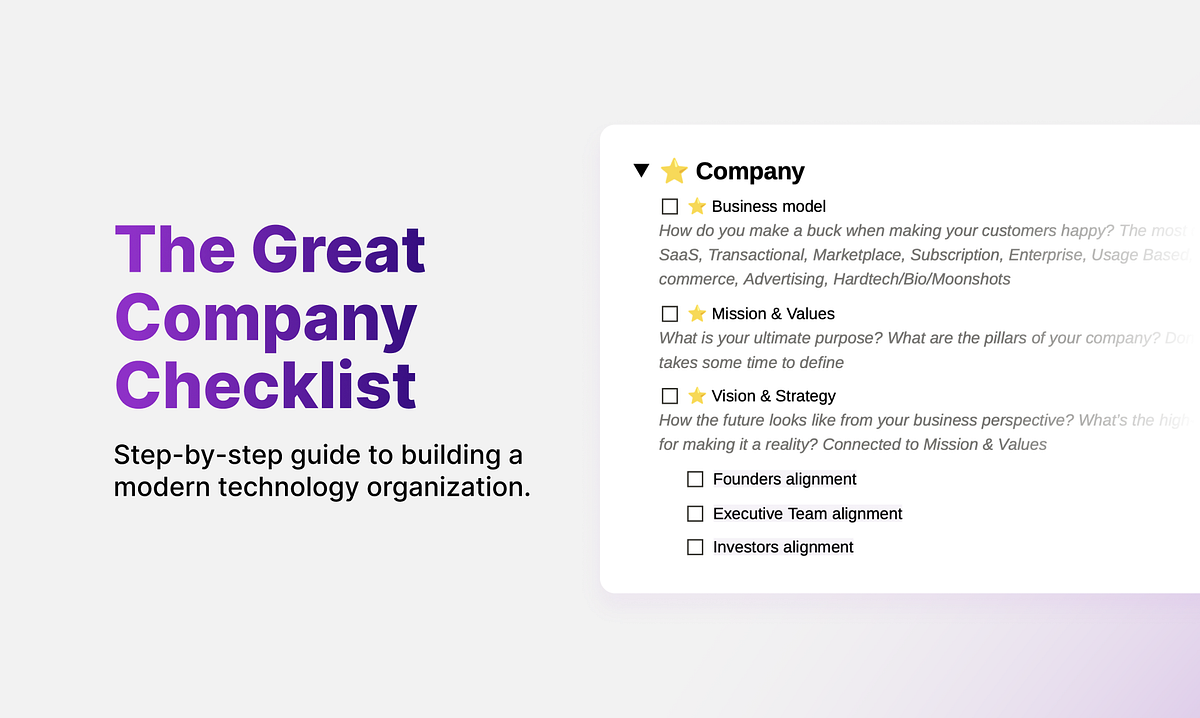 The Great Company Checklist 2.2. Vital components of modern… | by ...