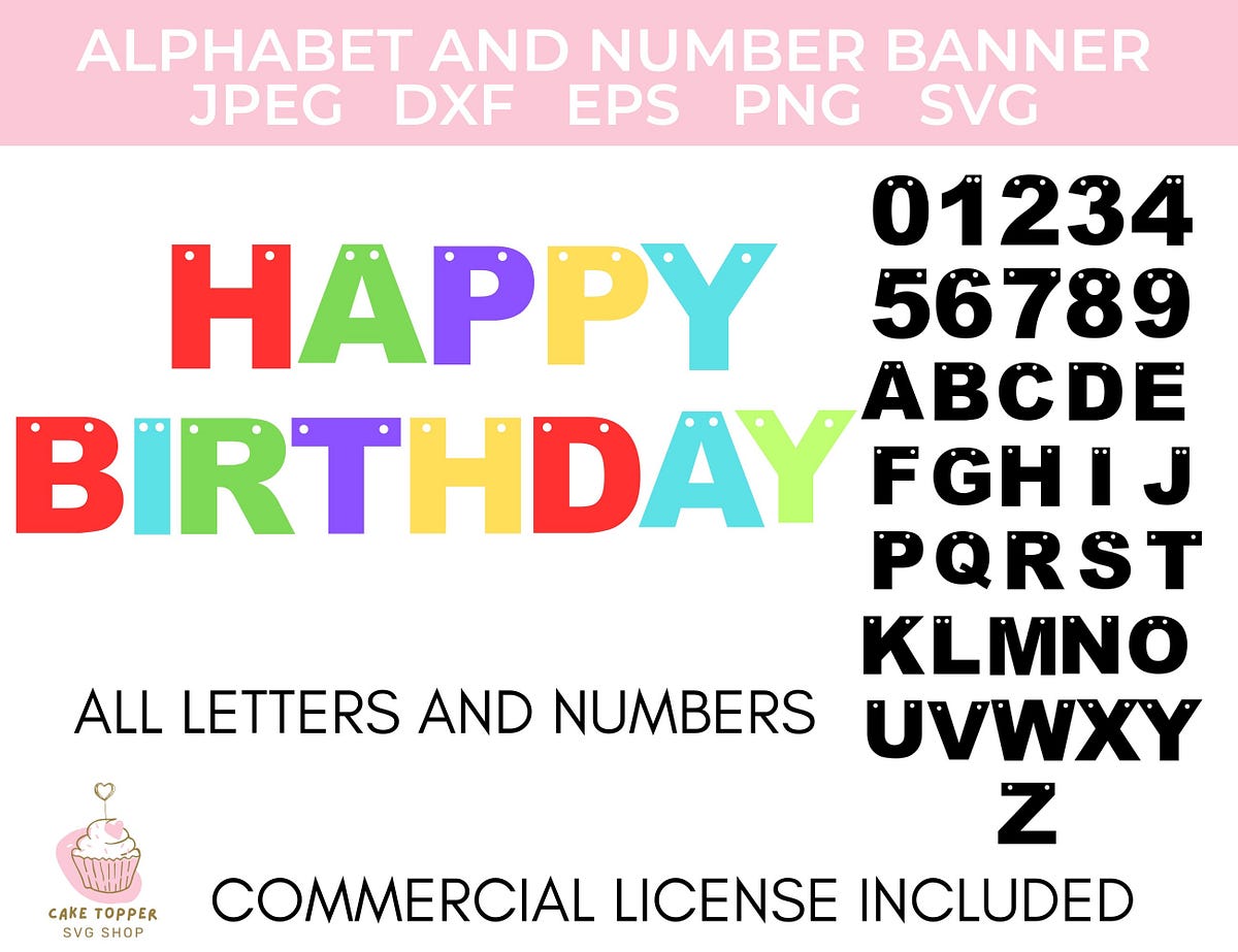 Alphabet Banner SVG Banner Template Numbers SVG Banner with Holes PNG ...