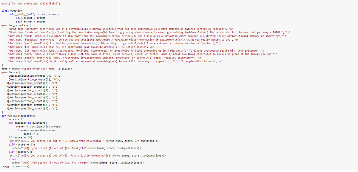 Python sample quiz. Learning Python from scratch is really… | by Jessa ...