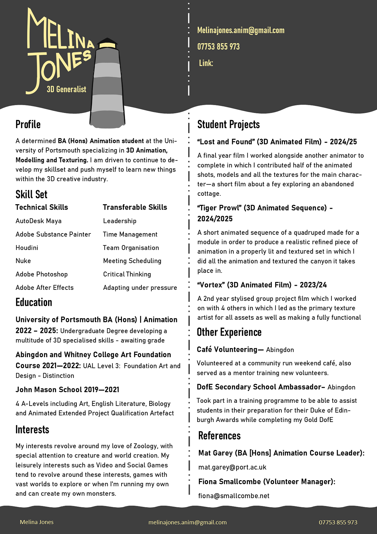 Industry pitched CV / Employment Preparation | by Melina Jones | May ...