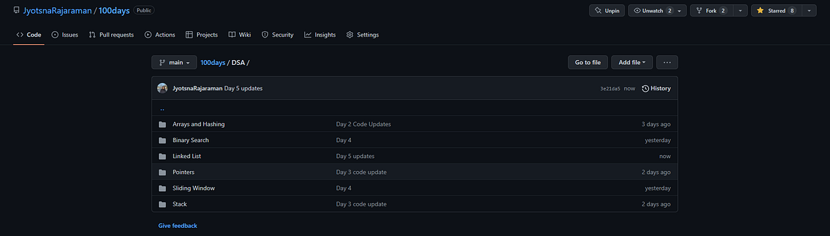 Building A Github Account X 100 Days Of Code Day 5 By Jyotsna Rajaraman Towards Dev