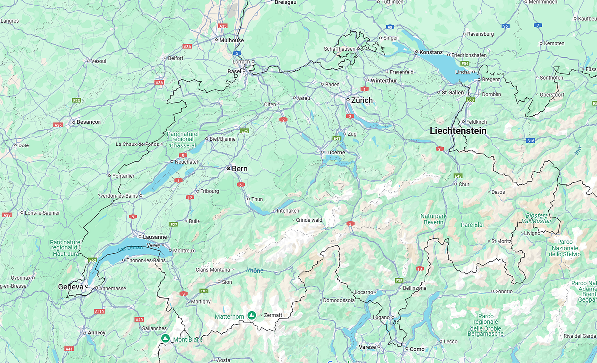 The borders of Switzerland. A while ago I explored the river… | by Map ...