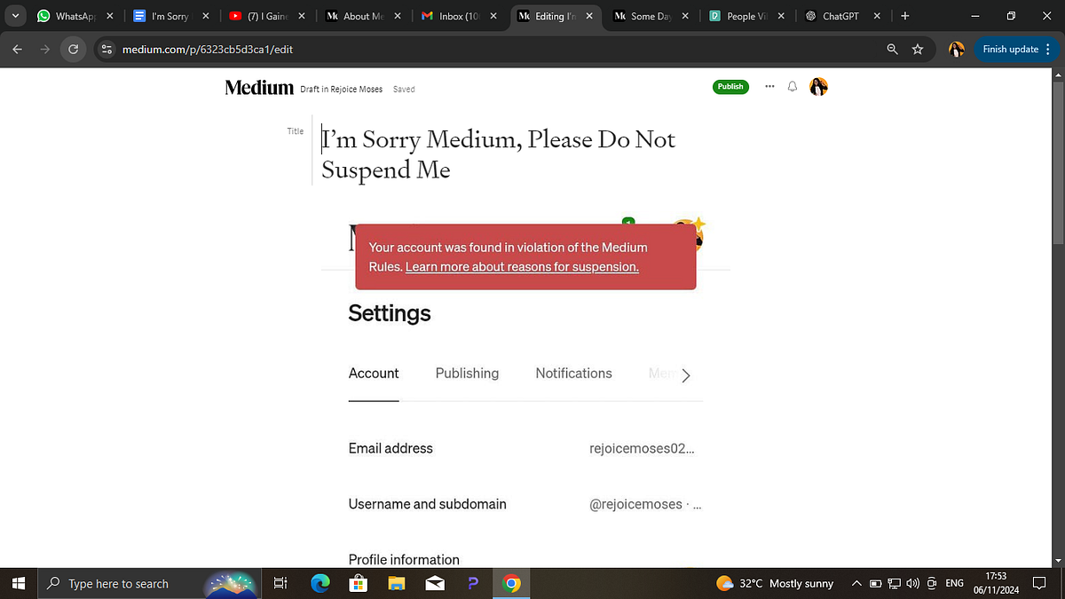 Yesterday, Medium Suspended My Account… But Apologized and Restored It ...