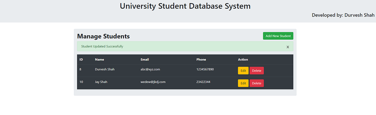 Flask Inline Editing with MySql (University Database System) | by ...