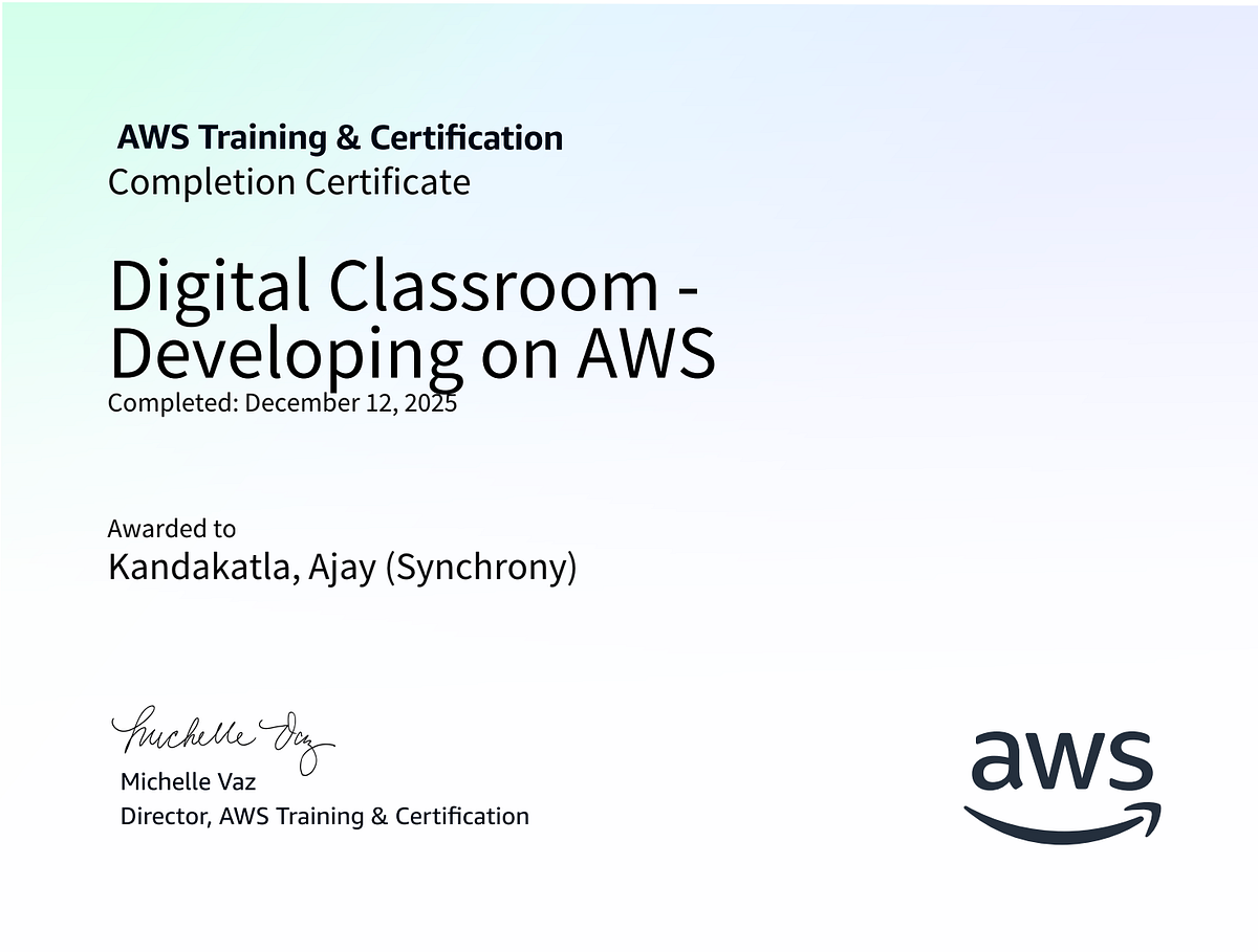 Completing AWS Skill Builder’s “Digital Classroom — Developing on AWS ...