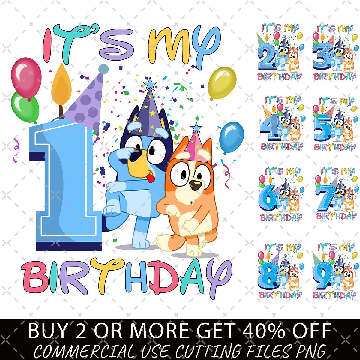 Bluey Birthday Png, Blue Dog Png, Birthday Cartoon Png Bundle, Birthday ...