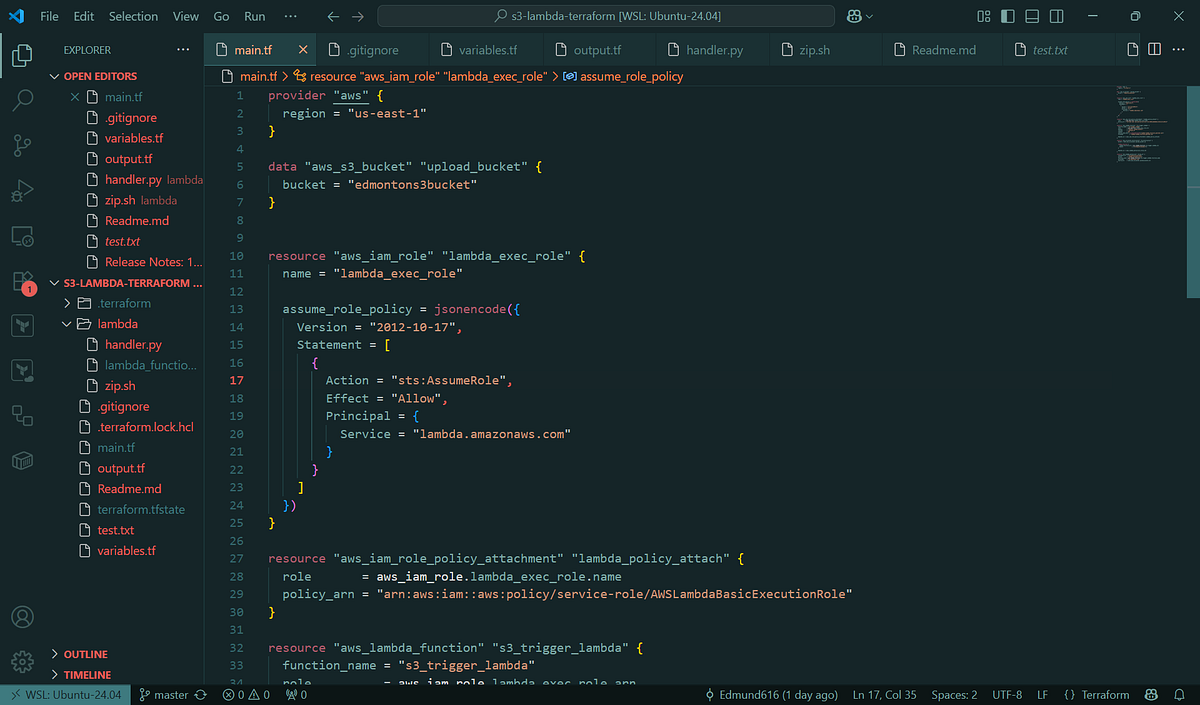 Deploying Aws Lambda Function With An S3 Trigger Using Terraform By Dvine Edmond Mogbeyiteren