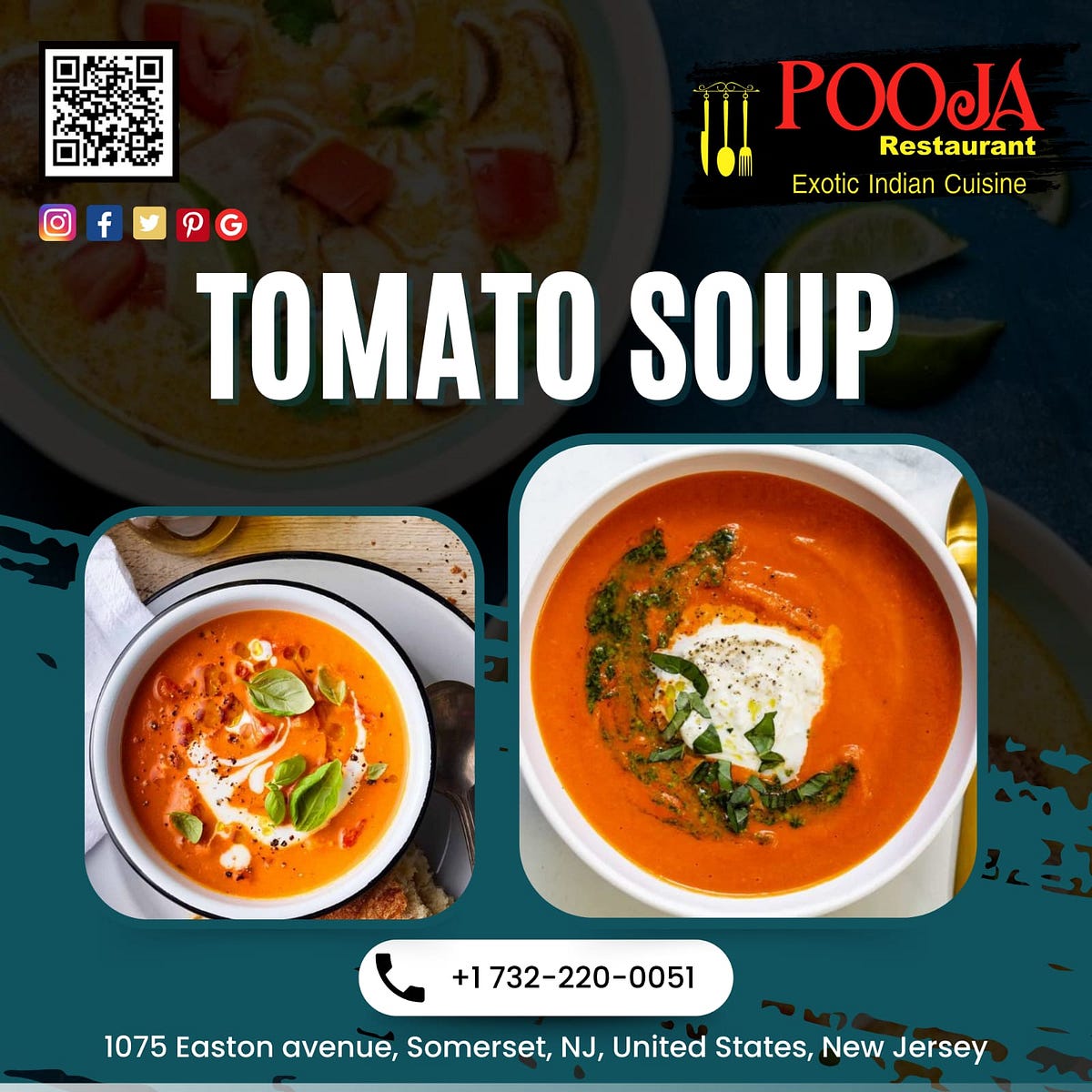 Delight in the delicious Tomato Soup at Pooja Exotic Indian Cuisine. It ...