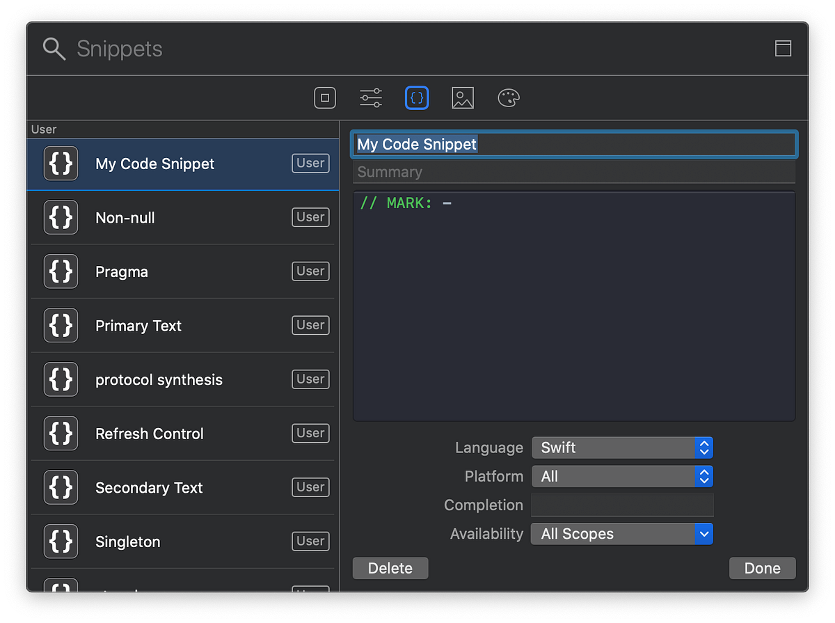 How to use Snippets in Xcode. step 1: open Xcode and go to editor. | by Sahil Moradiya | Medium