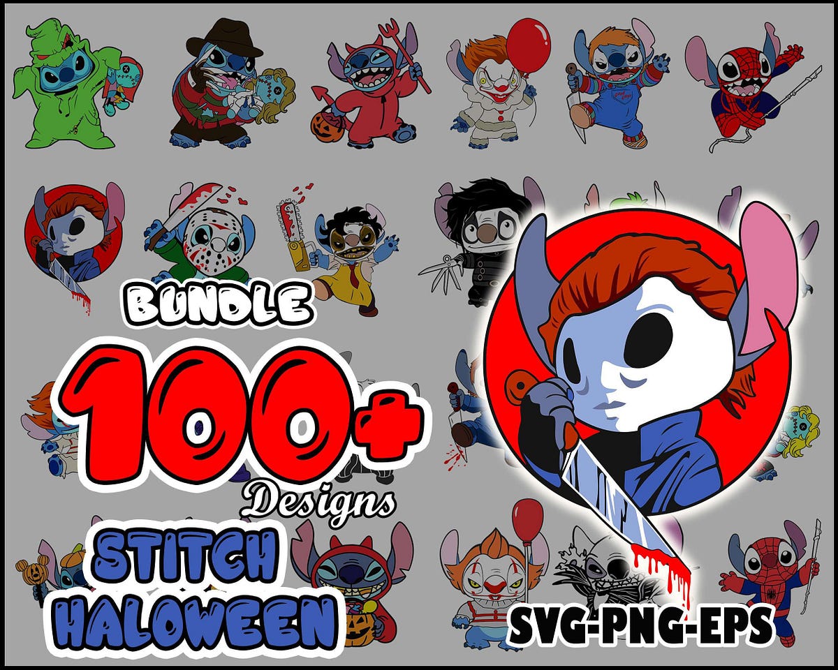 Stitch Horror SVG PNG Bundle layered +50 Designs, Stitch Horror designs ...