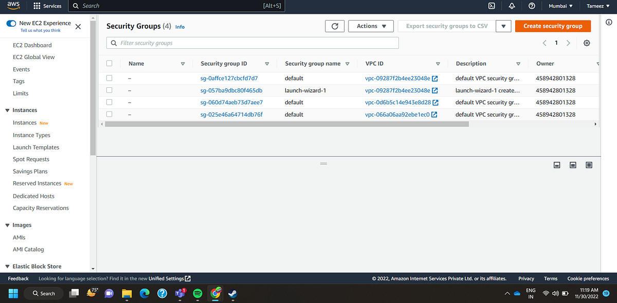 Create a VM and configure security groups with defined Inbound and Outbound rules like letting ...