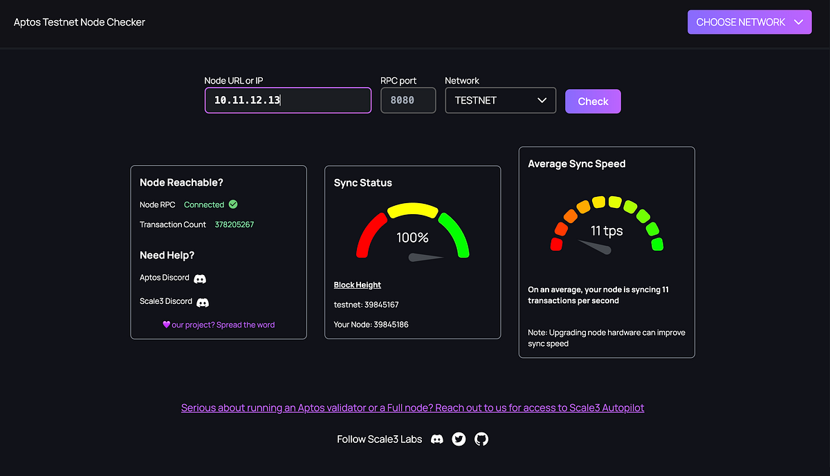 Introducing the Aptos Node Checker | by Scale3 | Scale3 | Medium
