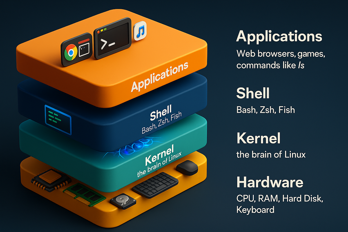 Linux Architecture Explained Like You’re 5 | by Ashish Singh | Dev Genius
