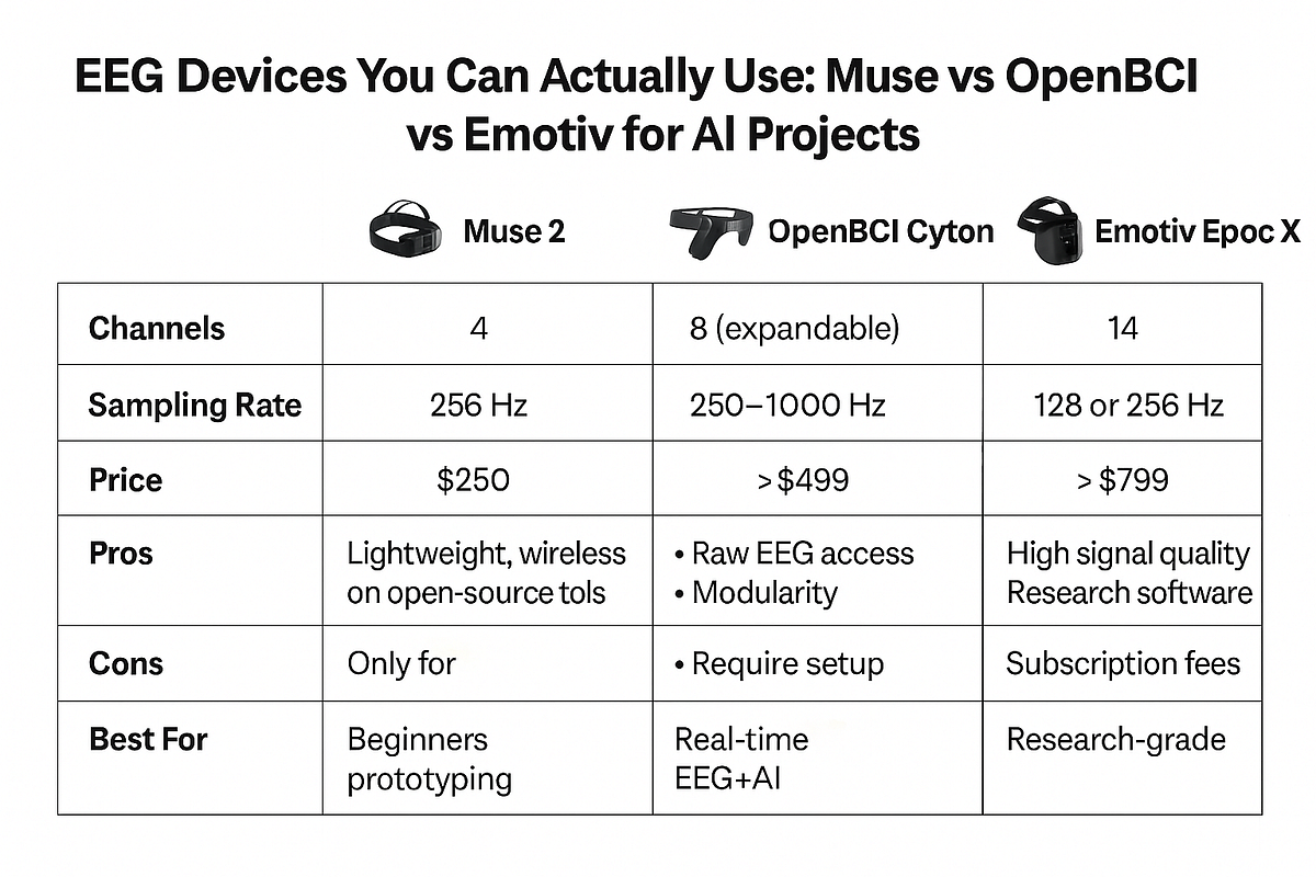 EEG Devices You Can Actually Use: Muse vs OpenBCI vs Emotiv for AI ...