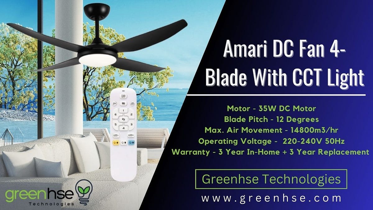 Amari DC Fan 4-Blade With CCT Light | Greenhse Technologies | by ...