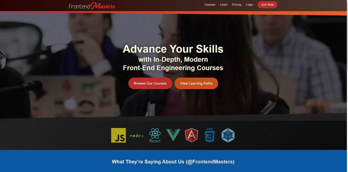 Cloning Of Frontend Masters Using Html Css And Javascript My Very First