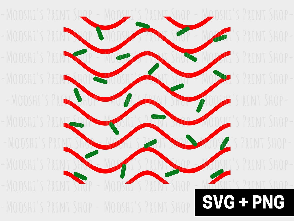 Christmas Tree Cake Stripes and Sprinkles Clipart, Snack Cake Seamless ...